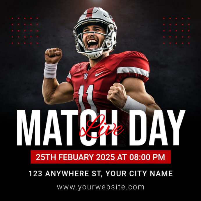 Black Maximalist Football Match Day Instagram Post Template | PosterMyWall