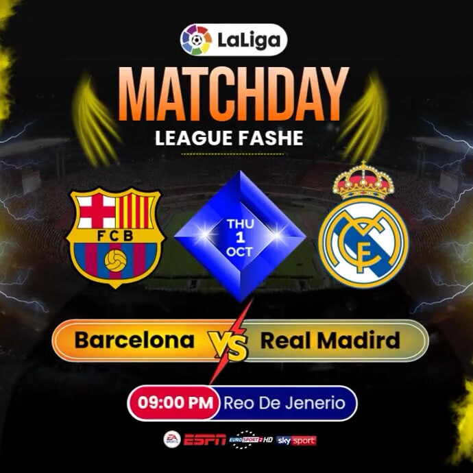 Black Maximalist Football Match Day Schedule Instagram Post Template | PosterMyWall