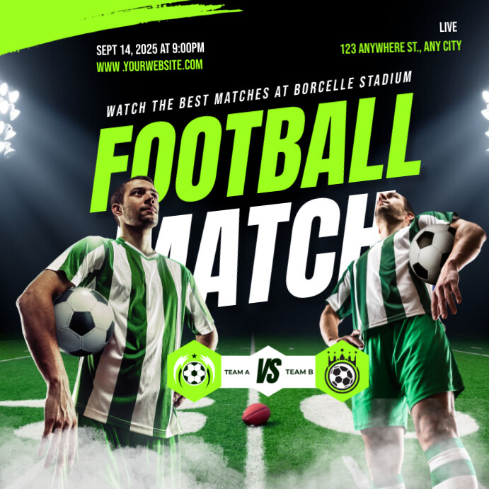 Black Maximalist Football Match Instagram Po Templat | PosterMyWall