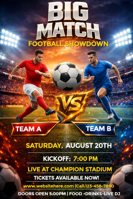 Plantilla de Black Maximalist Football Match Poster | PosterMyWall