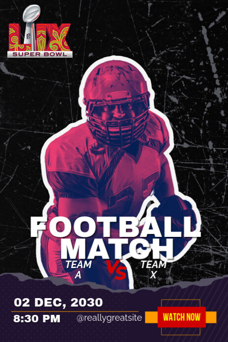 Black Maximalist Football Match Poster Template | PosterMyWall