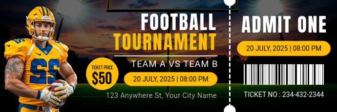 Black Maximalist Football Tournament Ticket Twitter Banner Template ...