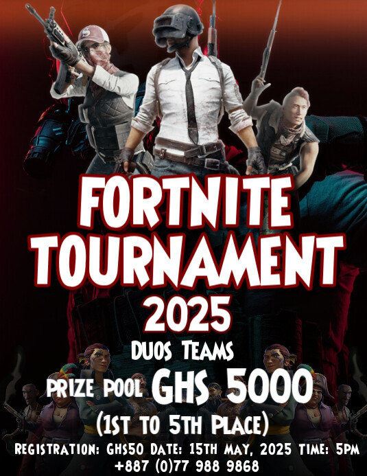 Plantilla de Black Maximalist Fortnite Tournament Flyer (us Letter ...