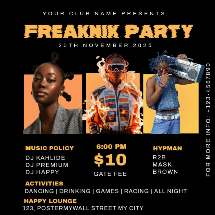 Black Maximalist Freaknik Party Flyer Template Instagram Post ...
