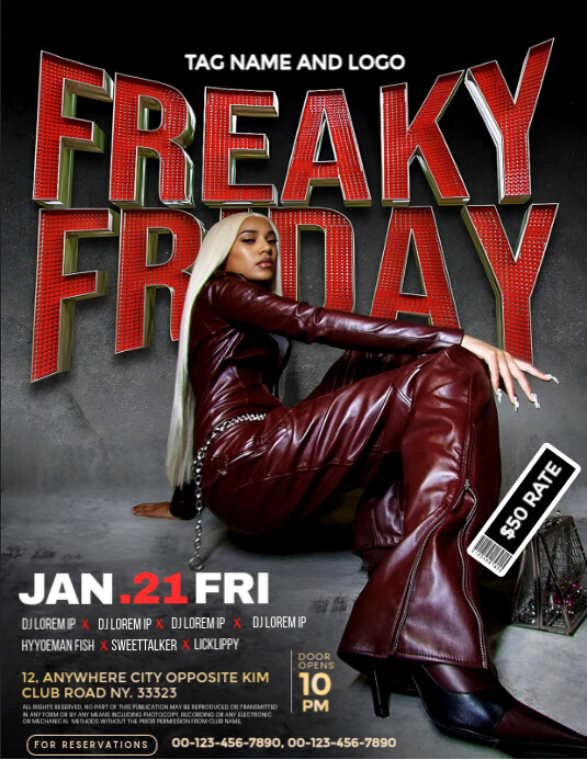 Black Maximalist Freaky Friday Club Flyer Club Poster Flyer (us Letter ...