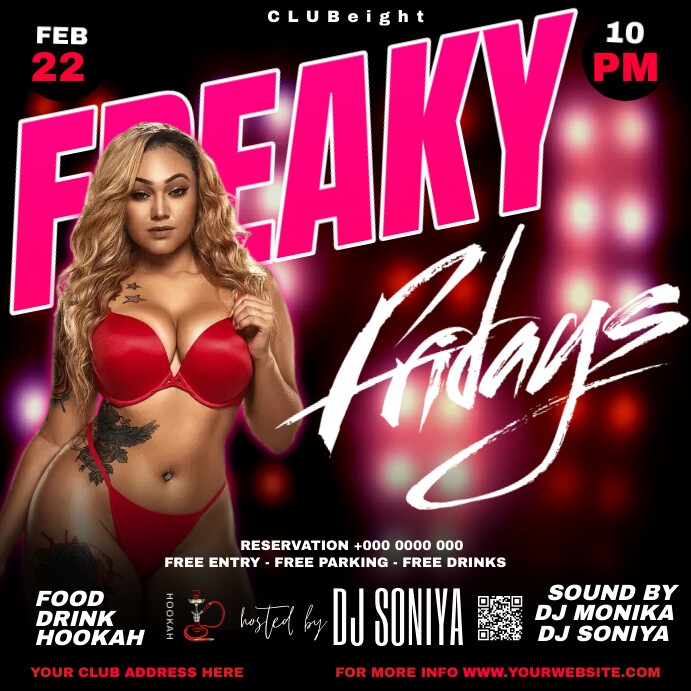 Black Maximalist Freaky Friday Night Club Par Template | PosterMyWall