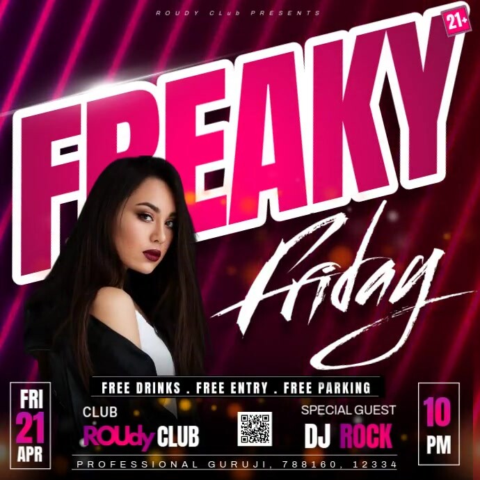 Black Maximalist Freaky Friday Night Instagram Post Template | PosterMyWall