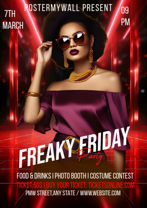 Black Maximalist Freaky Friday Night Party A4 Template | PosterMyWall