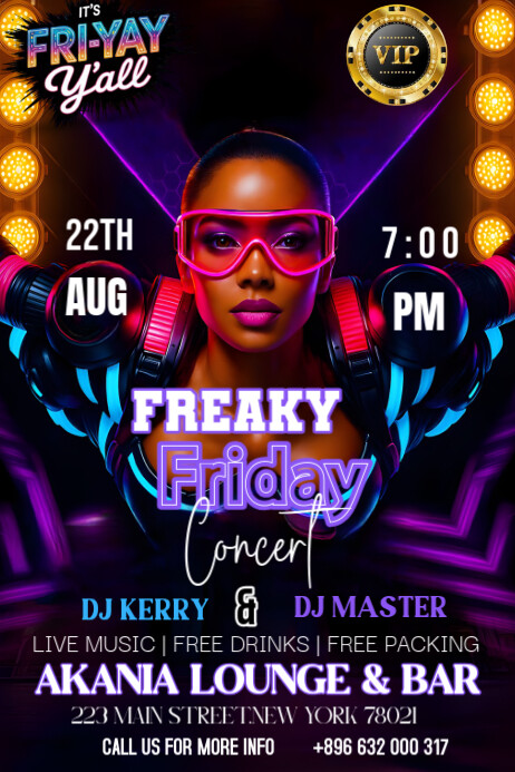 Copy of Black Maximalist Freaky Friday Night Party Flyer Banner 4' × 6 ...
