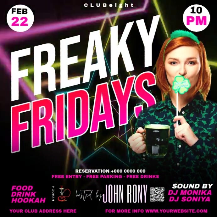 Black Maximalist Freaky Friday Night Party Instagram Post Template ...