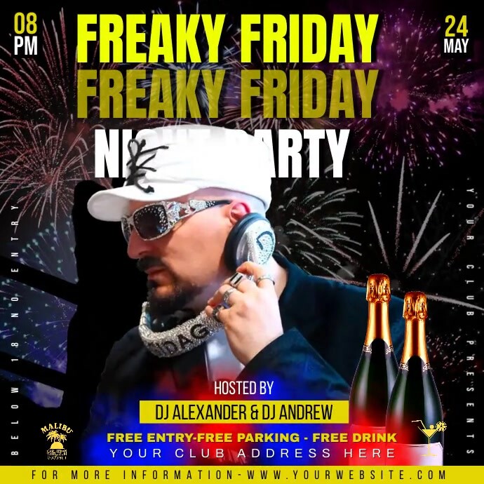 Black Maximalist Freaky Friday Night Party In Template | PosterMyWall