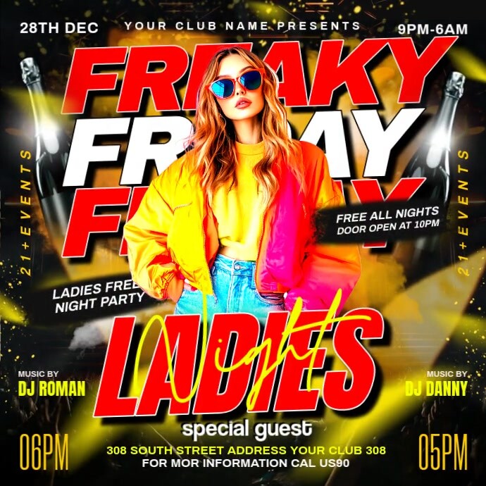 Black Maximalist Freaky Friday Party Instagram Post Template | PosterMyWall