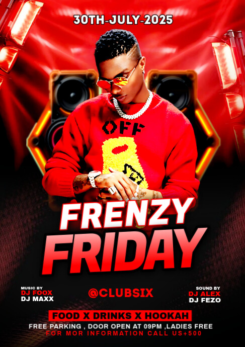 Black Maximalist Frenzy Friday Party Flyer A4 Template | PosterMyWall
