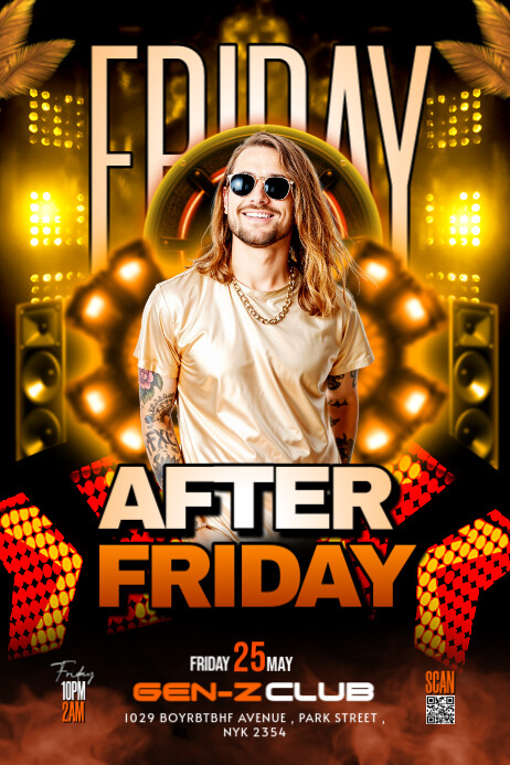 Modèle Black Maximalist Friday After Work Poster | PosterMyWall