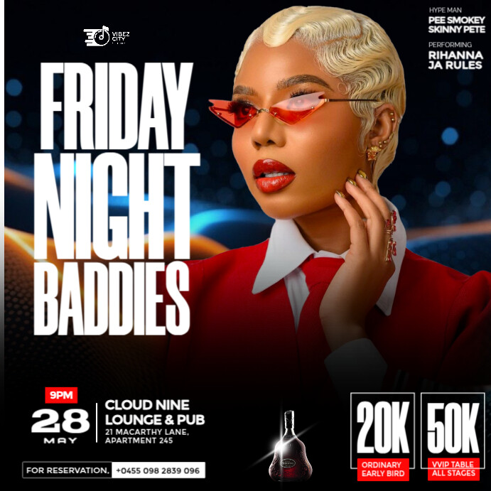 Black Maximalist Friday Baddies Night Party Event Flyer For Social ...
