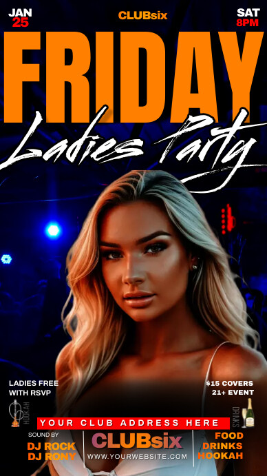 Black Maximalist Friday Ladies Night Club Par Template | PosterMyWall