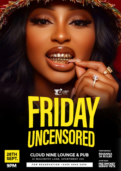 Black Maximalist Friday Night Club Party Event Flyer Template ...