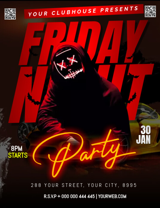 Black Maximalist Friday Night Flyer (us Letter) Template | PosterMyWall
