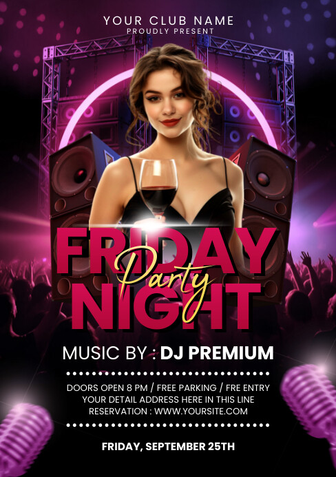 Black Maximalist Friday Night Party Flyer Tem Template | PosterMyWall