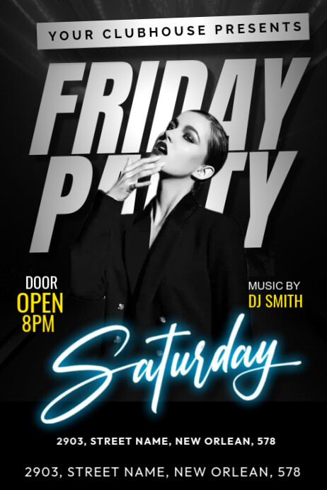 Black Maximalist Friday Night Poster Template | PosterMyWall