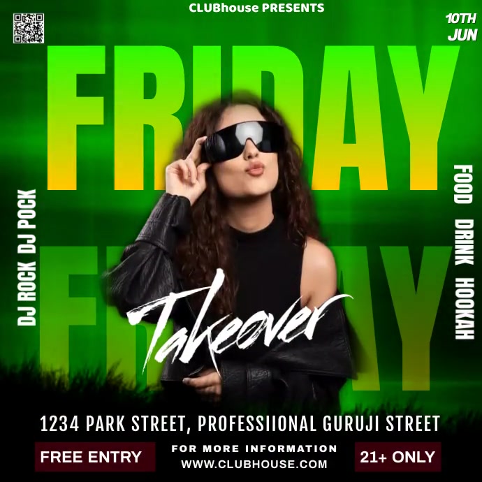 Black Maximalist Friday Night Takeover Party Template | PosterMyWall