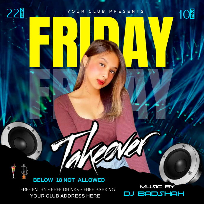 Black Maximalist Friday Night Takeover Party Template | PosterMyWall