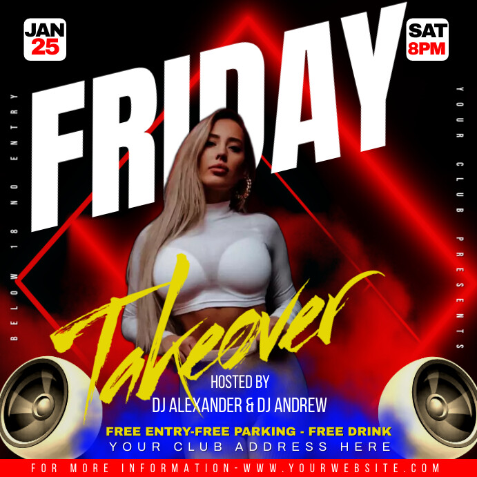 Black Maximalist Friday Takeover Night Party Template | PosterMyWall