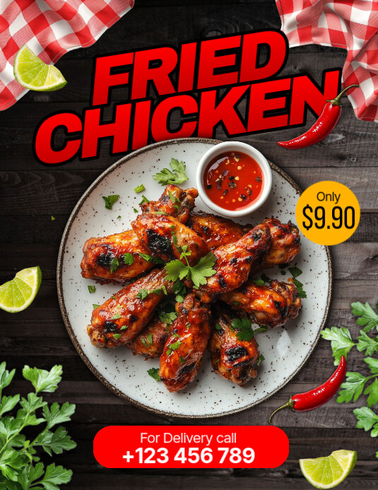 Black Maximalist Fried Chicken Flyer (us Lett Template | PosterMyWall