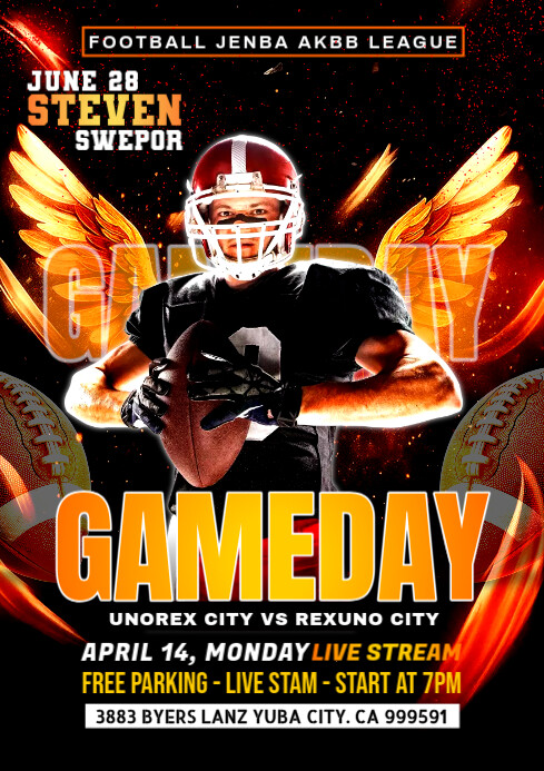 Black Maximalist Game Day Flyer A4 Template | PosterMyWall