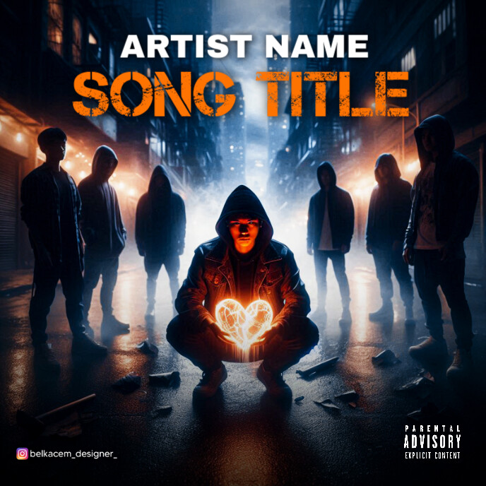 Black Maximalist Gang Heart Album Cover Template | PosterMyWall