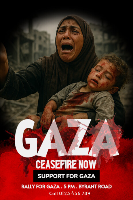 Copy of Black Maximalist Gaza Ceasefire Now Poster | PosterMyWall