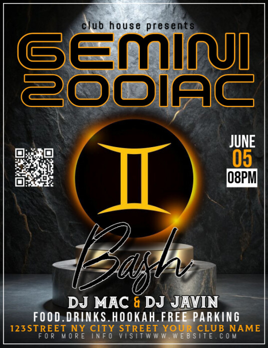 Copy of Black Maximalist Gemini Zodiac Bash Flyer (us Letter ...