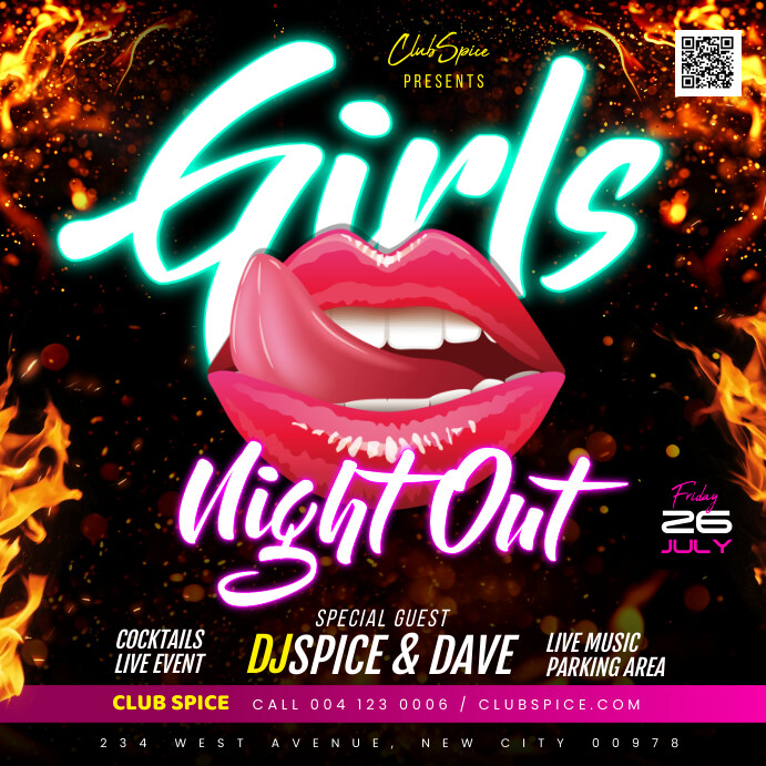 Plantilla de Black Maximalist Girls Night Out Club Party E | PosterMyWall