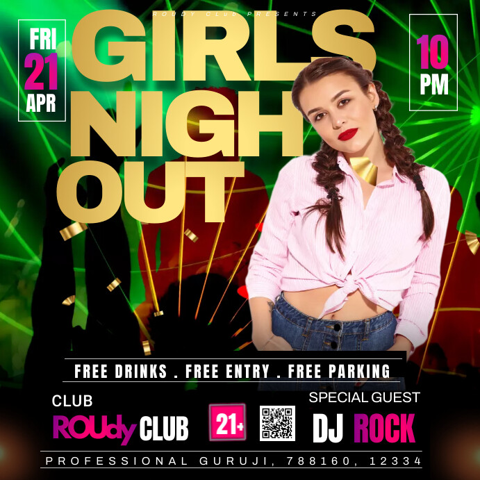 Black Maximalist Girls Night Out Club Party I Template | PosterMyWall