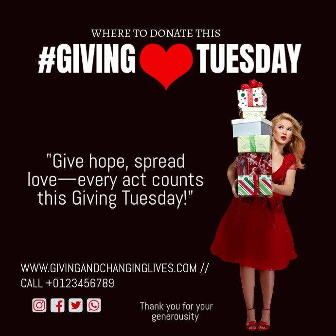 Black Maximalist Giving Tuesday Post Instagram Post Template | PosterMyWall