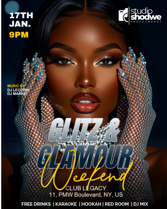 Black Maximalist Glitz & Glamour Instagram Portrait Template | PosterMyWall