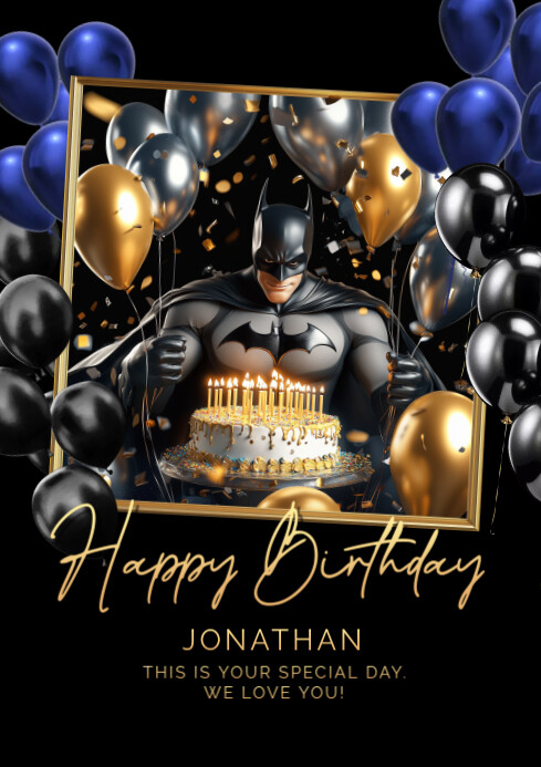Black Maximalist Gold And Silver Batman A4 Template | PosterMyWall