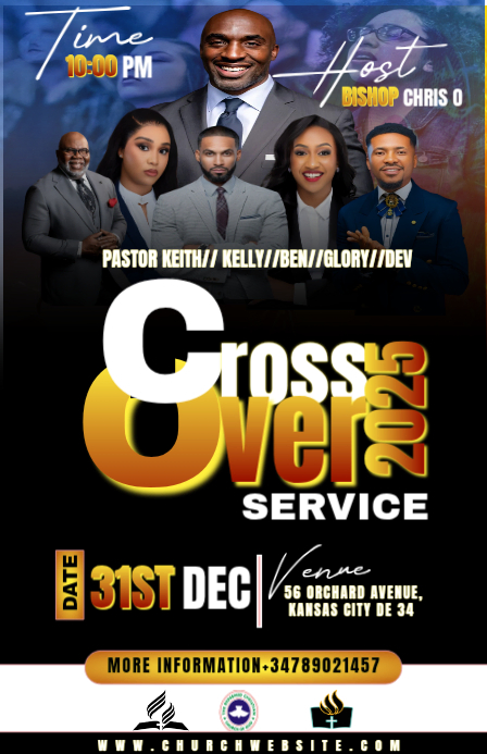 Black Maximalist Gold Cross Over Service Half Page Wide Template ...