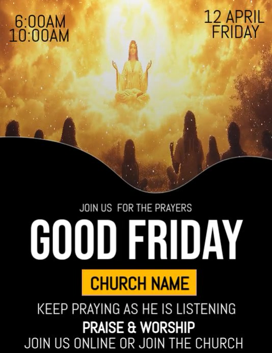 Black Maximalist Good Friday Flyer Template | PosterMyWall