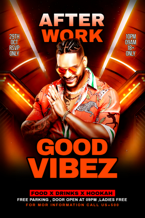 Black Maximalist Good Vibes Party Flyer Banner 4' × 6' Template ...