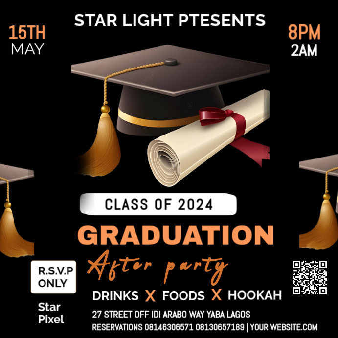 Modèle Black Maximalist Graduation After Party Instagram Post Instagram ...