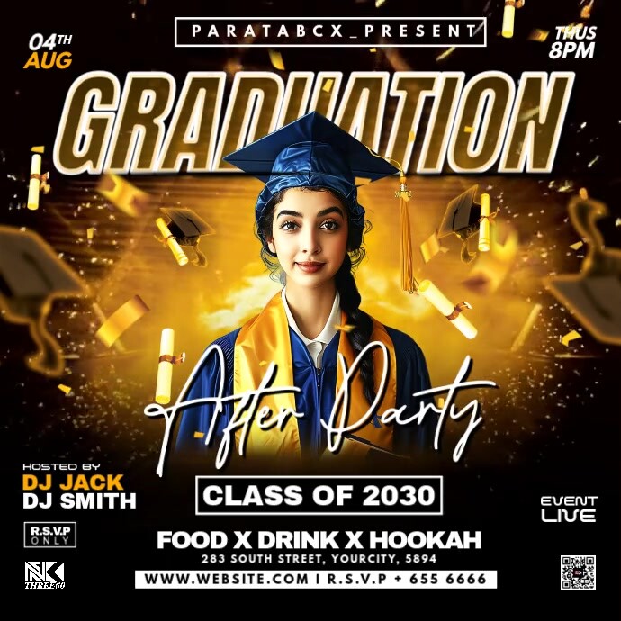 Copy of Black Maximalist Graduation After Party Invitation Square (1:1 ...