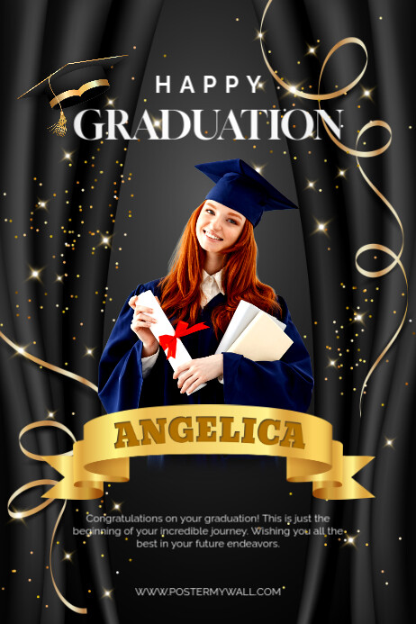 Black Maximalist Graduation Celebrate Greeting Poster Template ...