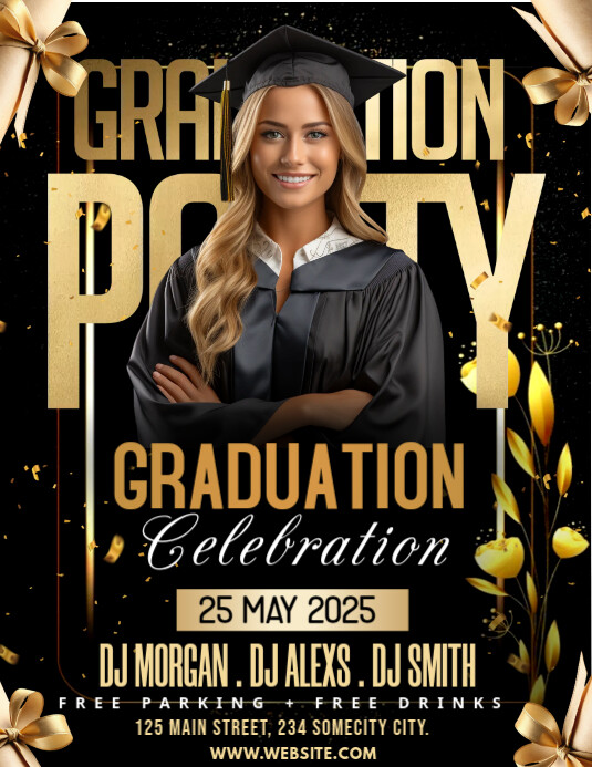 Black Maximalist Graduation Celebration Flyer (us Letter) Templat ...