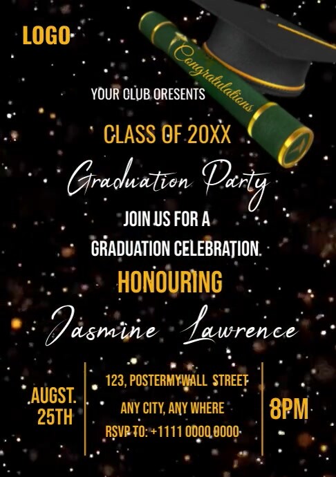 Black Maximalist Graduation Ceremony A4 Template | PosterMyWall