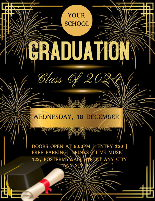 Black Maximalist Graduation Ceremony Flyer (u Template | PosterMyWall