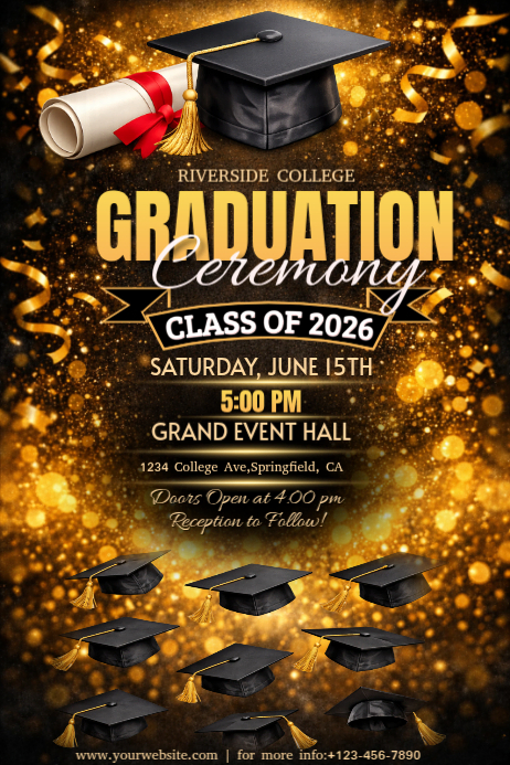 Black Maximalist Graduation Ceremony Poster Template | PosterMyWall