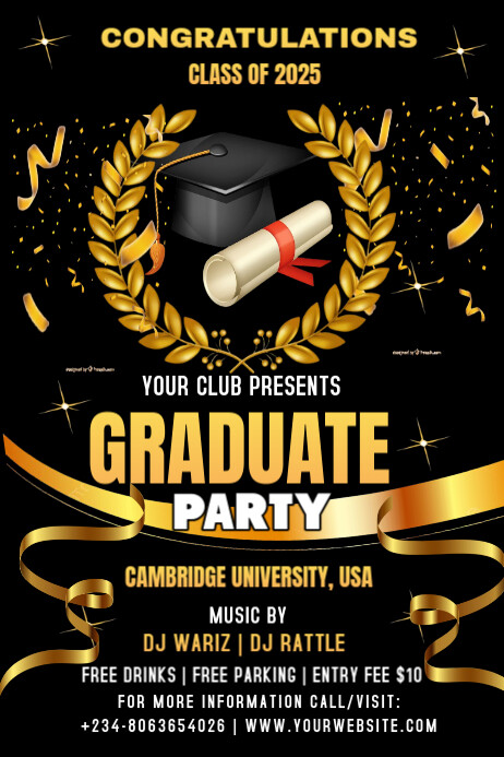 Black Maximalist Graduation Party Flyer Poster Template | PosterMyWall