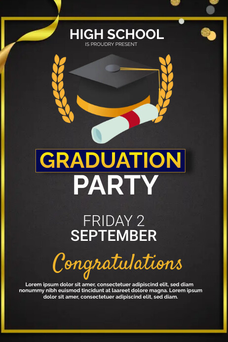 Black Maximalist Graduation Party Flyer Templ Template | PosterMyWall