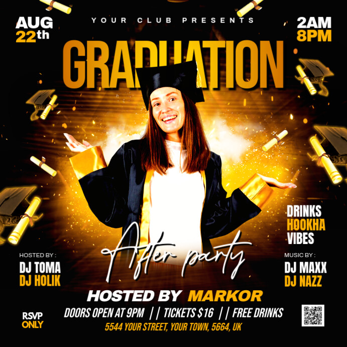 Modèle Black Maximalist Graduation Party Instagram Post | PosterMyWall